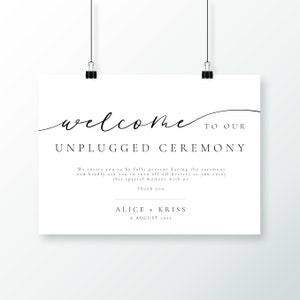 Personalised Unplugged Ceremony Wedding Sign Foliage Acrylic Poster ...