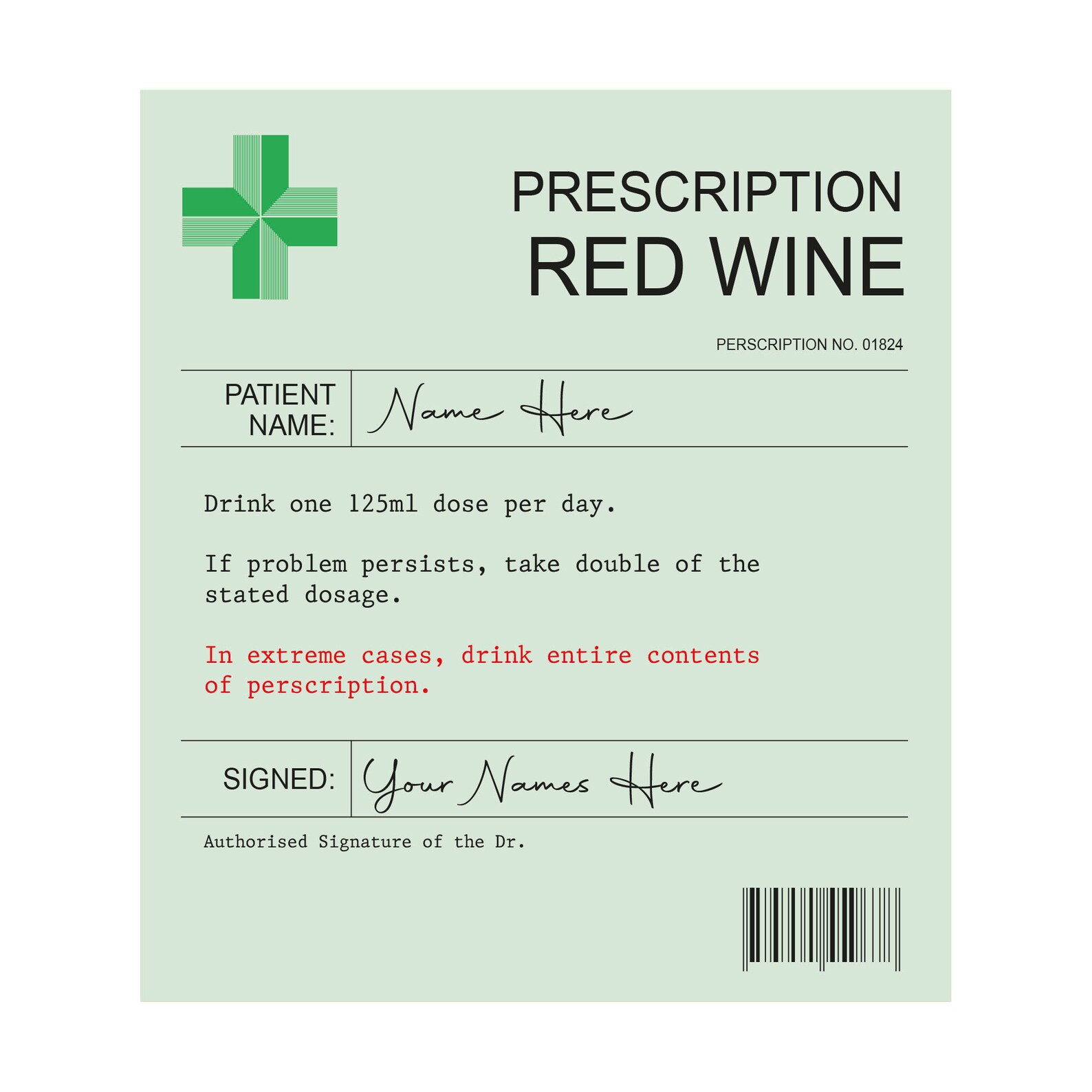 Personalised Prescription Wine Label Red White Rose Vinyl - Etsy