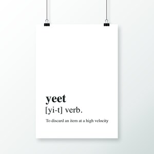 Yeet Definition Print Personalised Wall Art Print Dictionary | Etsy