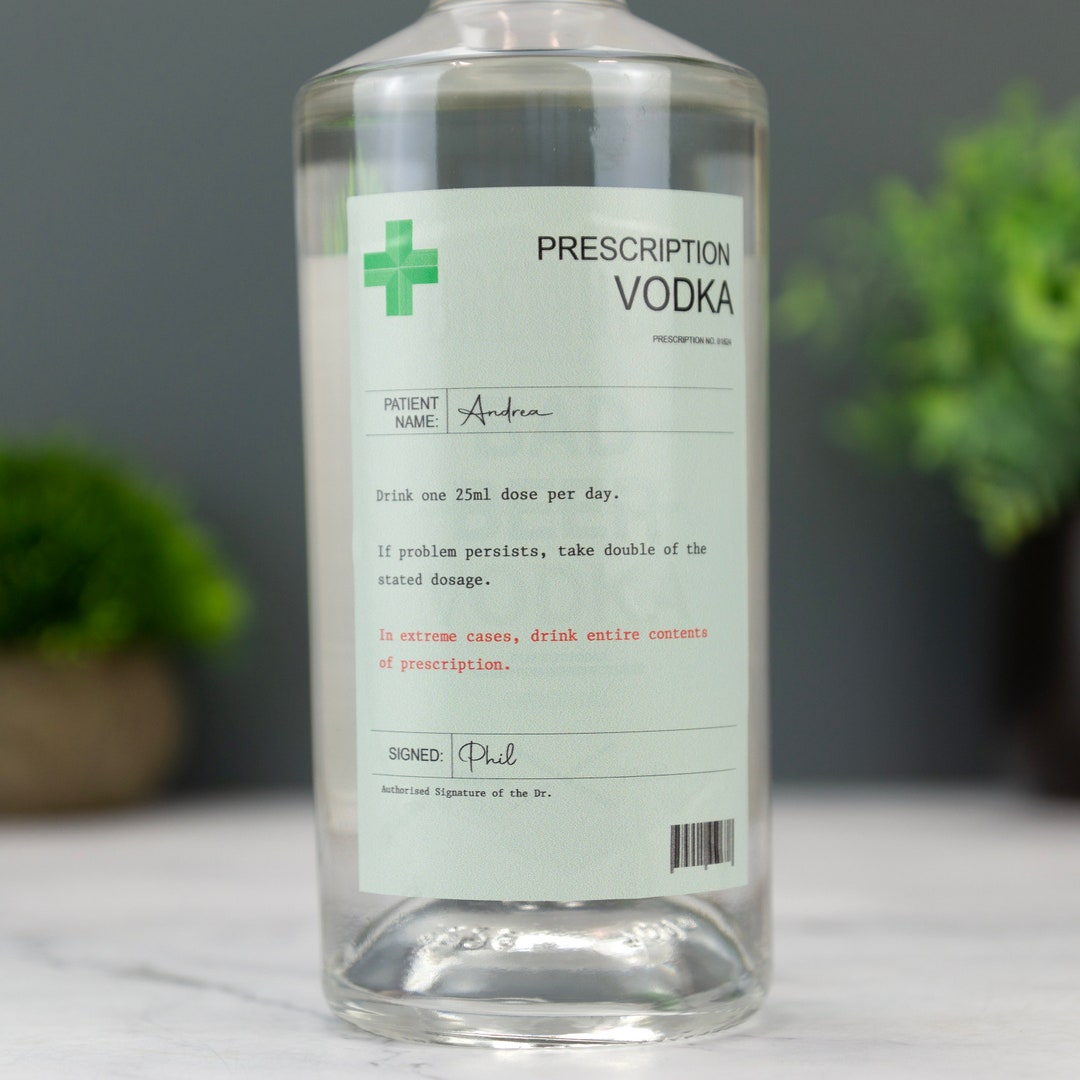 Personalised Prescription Vodka Bottle Label Vinyl Sticker Decal - Etsy