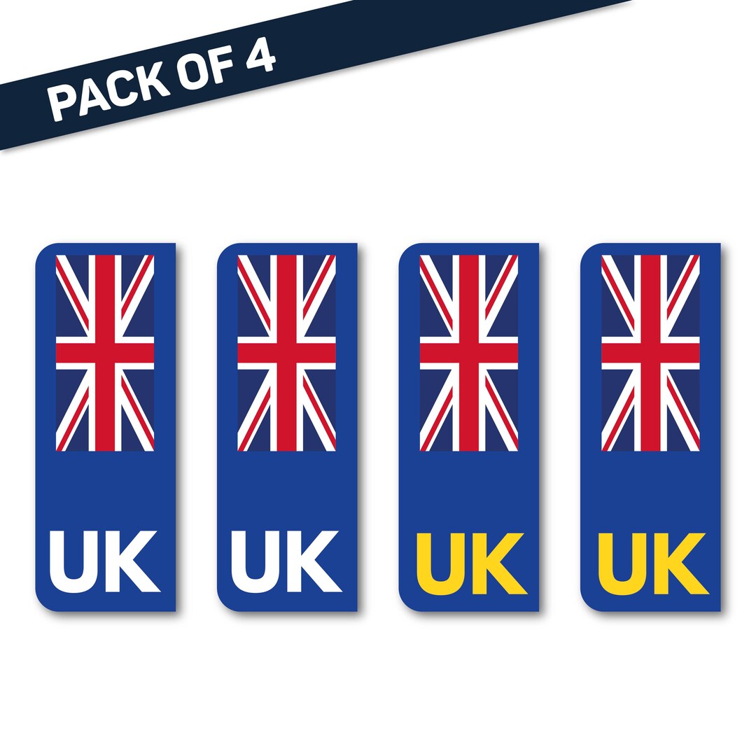 4x UK Registration Number Plate Car Stickers for European Roads Travel ...