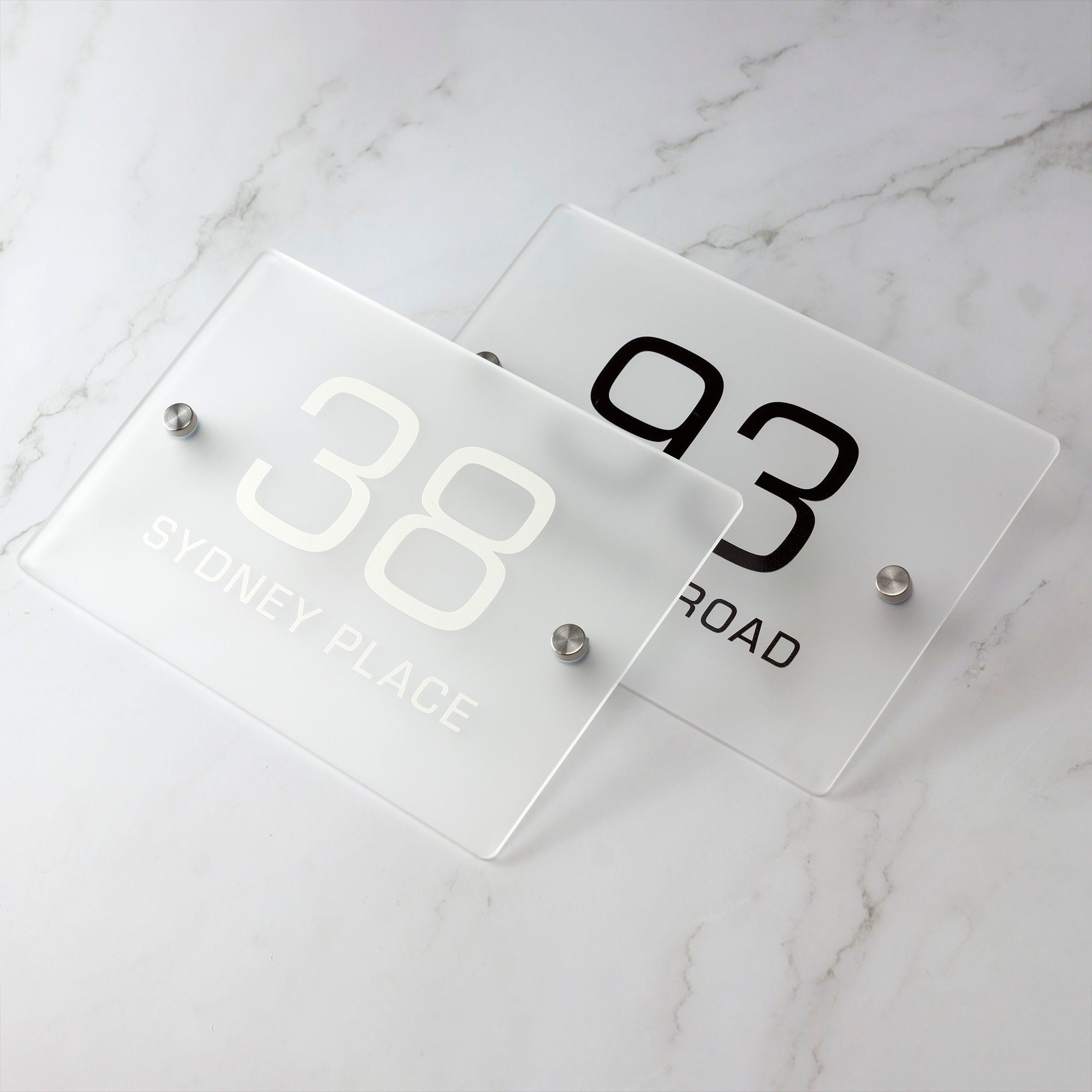 Frosted Acrylic House Number Sign Personalised Printed Acrylic Wall ...