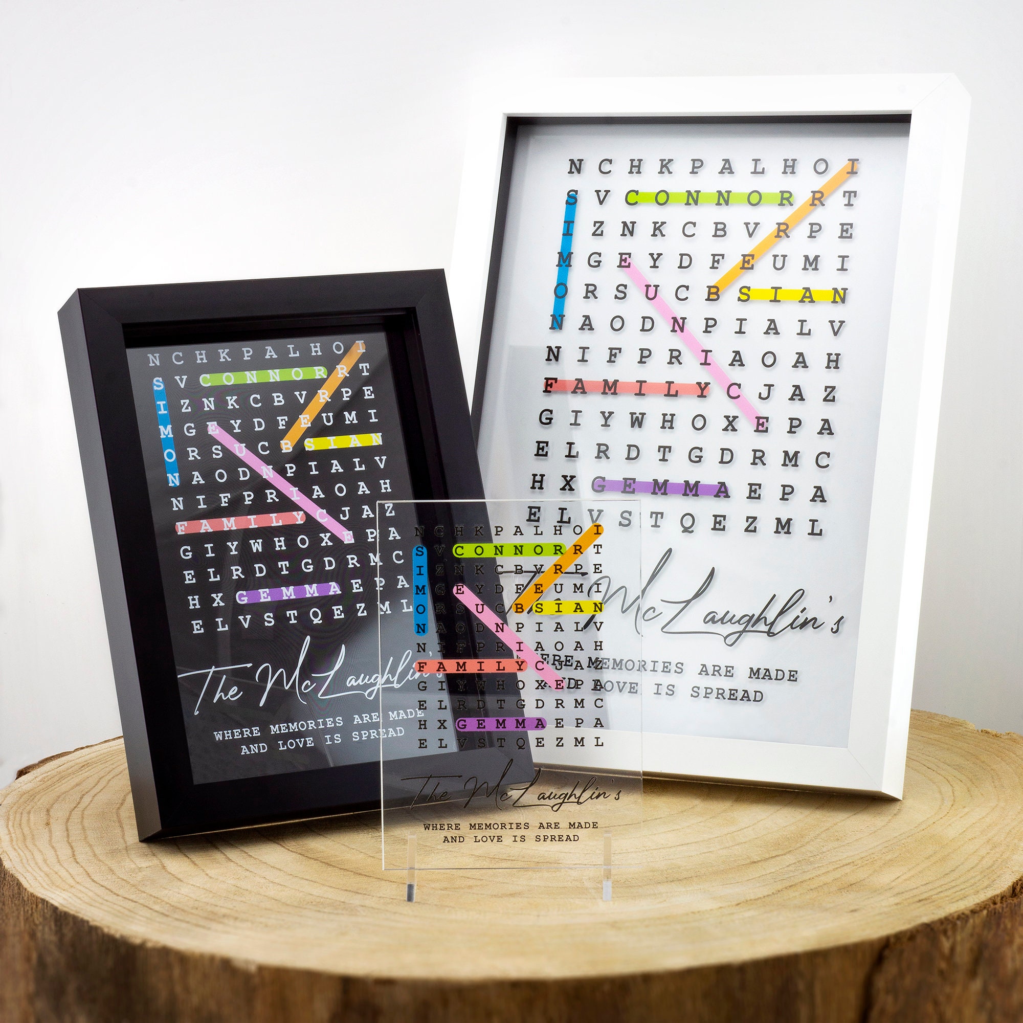 Personalised Family Word Search Plaque Available With Frame Boyfriend ...