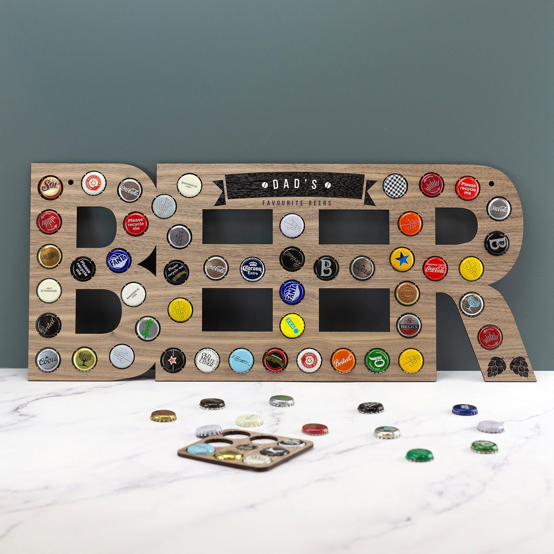 Printed Beer Cap Holder Bottle Cap Collector Gift for Him Husband Dad ...