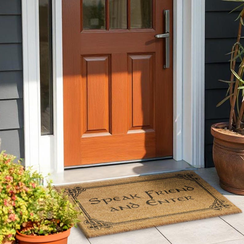 Speak Friend and Enter Brush Doormat Front Door Mat Back Couple's Gift ...
