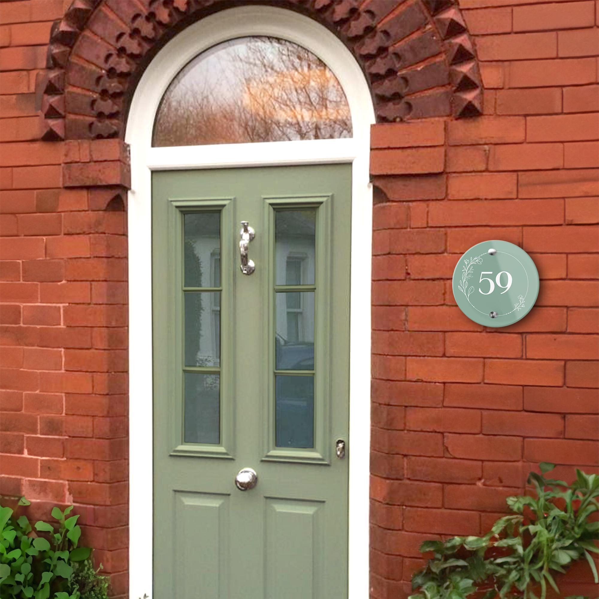 Floral Round House Number Sign Printed Address Signage Custom Outdoor ...