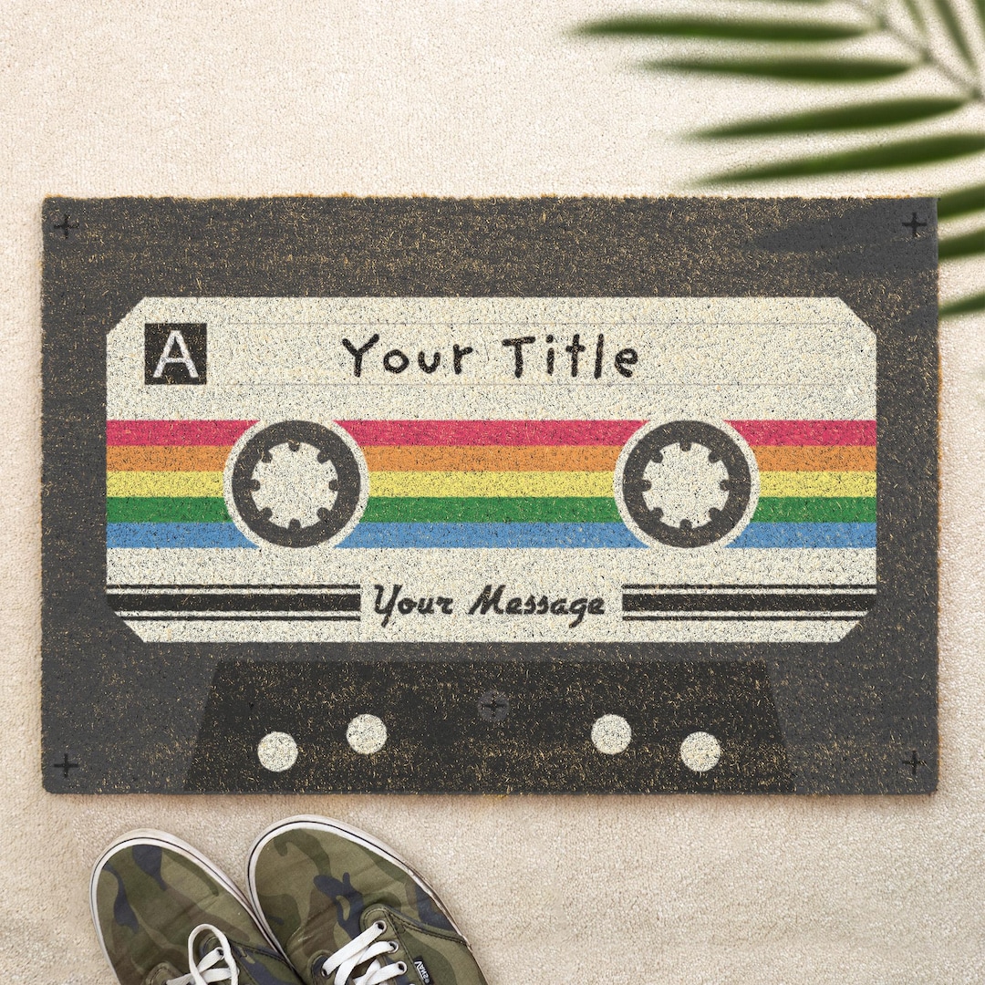 Retro Cassette Doormat – Custom Text Vintage Mixtape Style Welcome Mat ...
