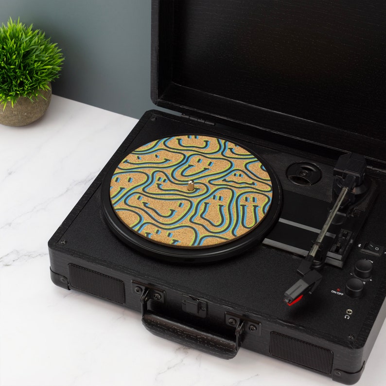 Smiley Face Glitch Effect Record Player Slip Mat Turntable DJ Slip Mat ...