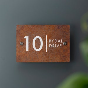 House Number Sign Printed Rust Effect Address Signage - Rusty Effect ...