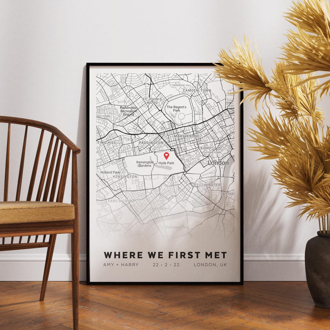 Where We First Met Personalised Map Print of City Custom Poster With ...