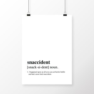 Snaccident Definition Poster Print Personalised Wall Art Print ...