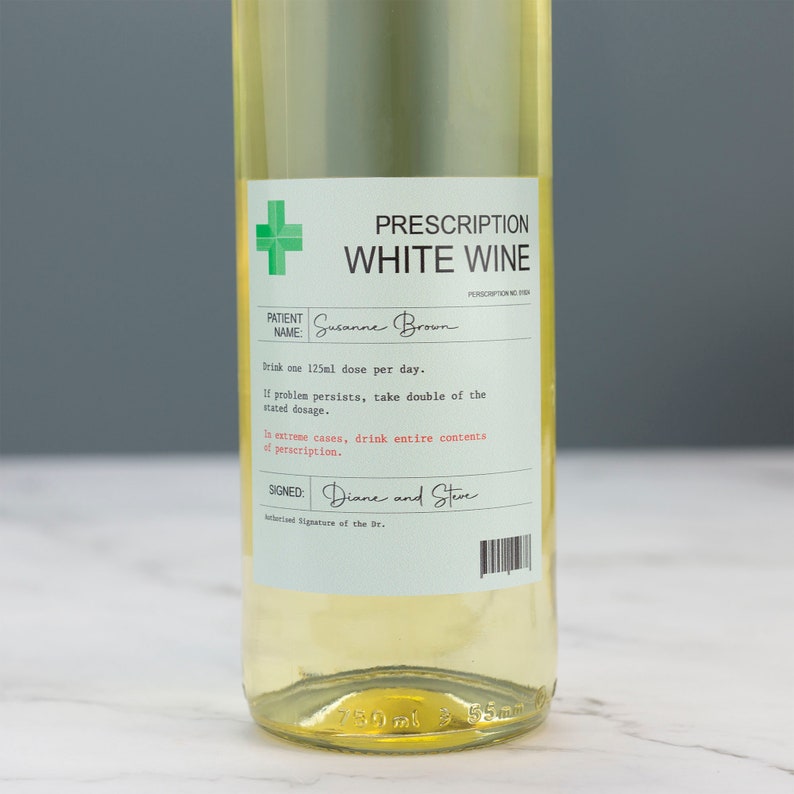 Personalised Prescription Wine Label Red White Rose Vinyl - Etsy