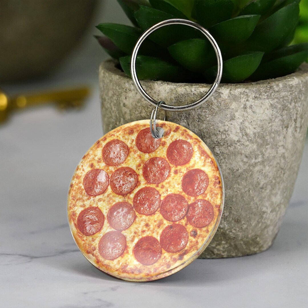 Pizza Keyring Funny Food Lover Acrylic Keychain, Cute Gift for Pizza ...