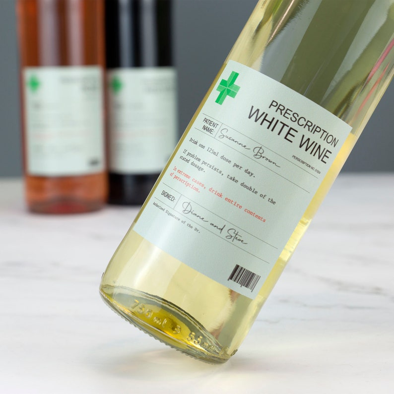 Personalised Prescription Wine Label Red White Rose Vinyl - Etsy