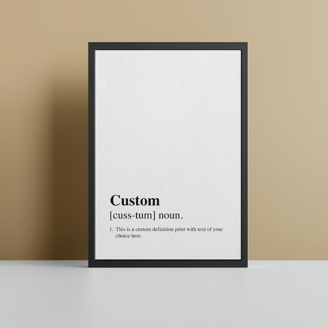 Custom Definition Poster Print Personalised Wall Art Print Dictionary ...