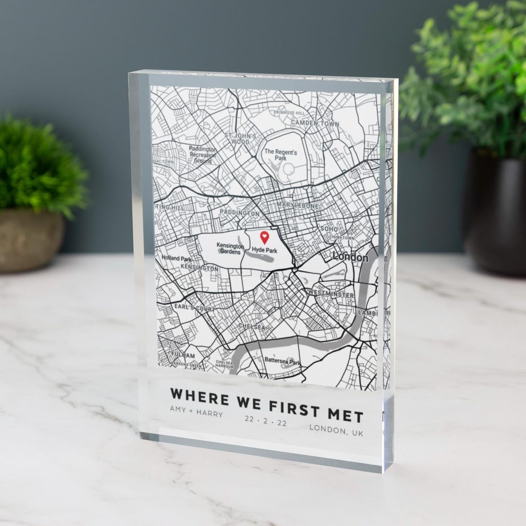 Where We First Met Personalised Map Print of City Custom Acrylic Block ...