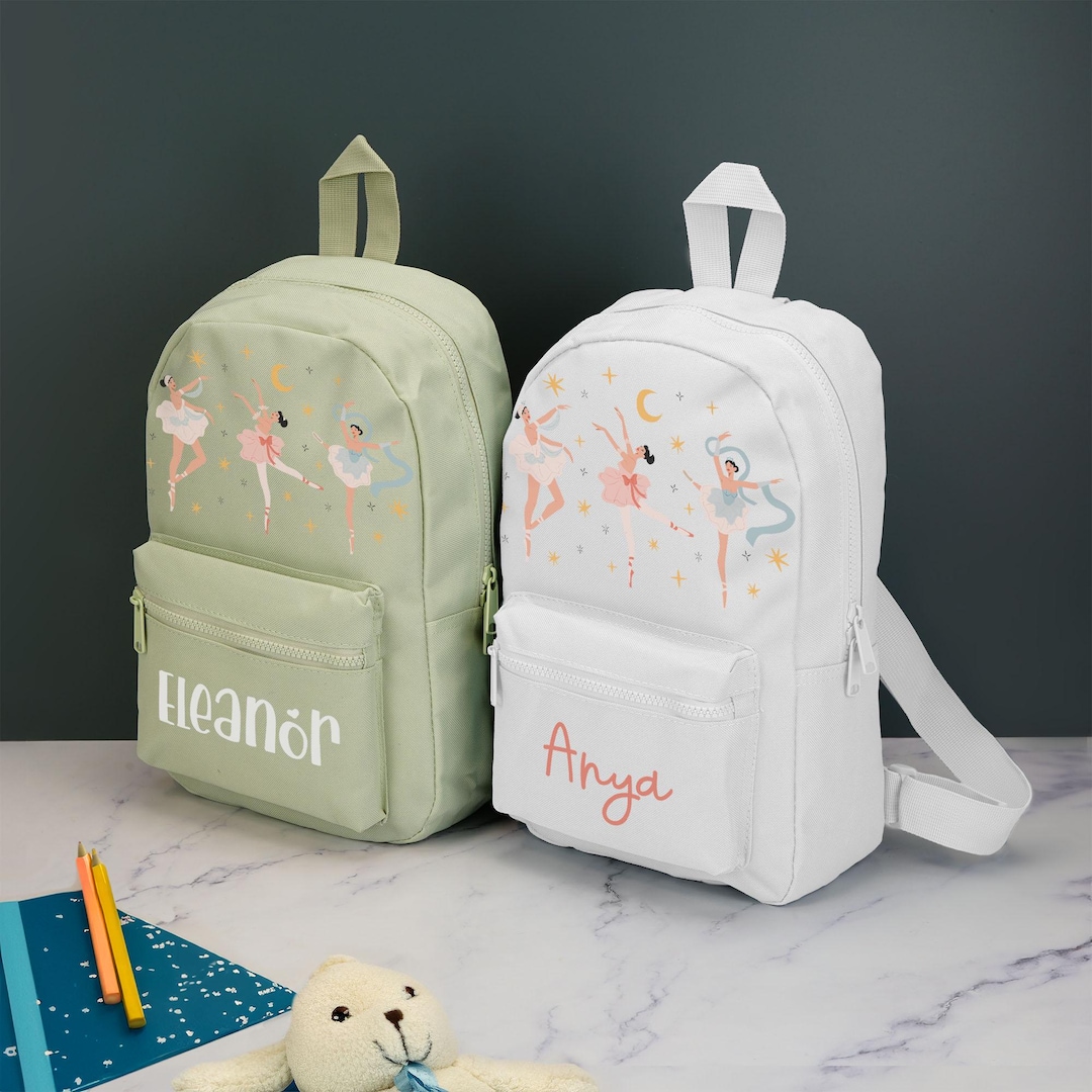 Personalised Ballerina Kids Backpack Custom With Name Choice of Colours ...