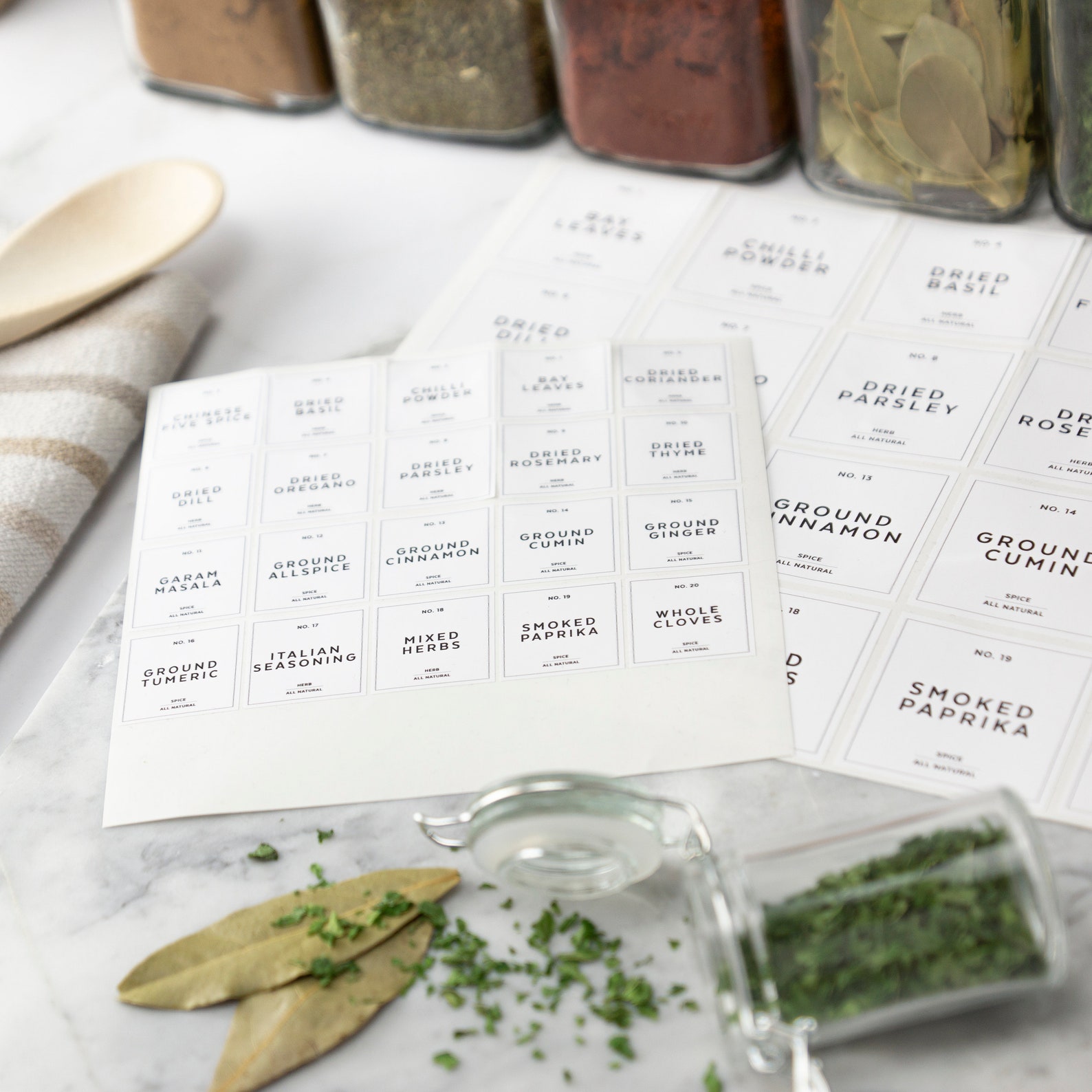 Herbs & Spices Jar Labels - Kitchen Pantry Storage Labels - Minimalist ...