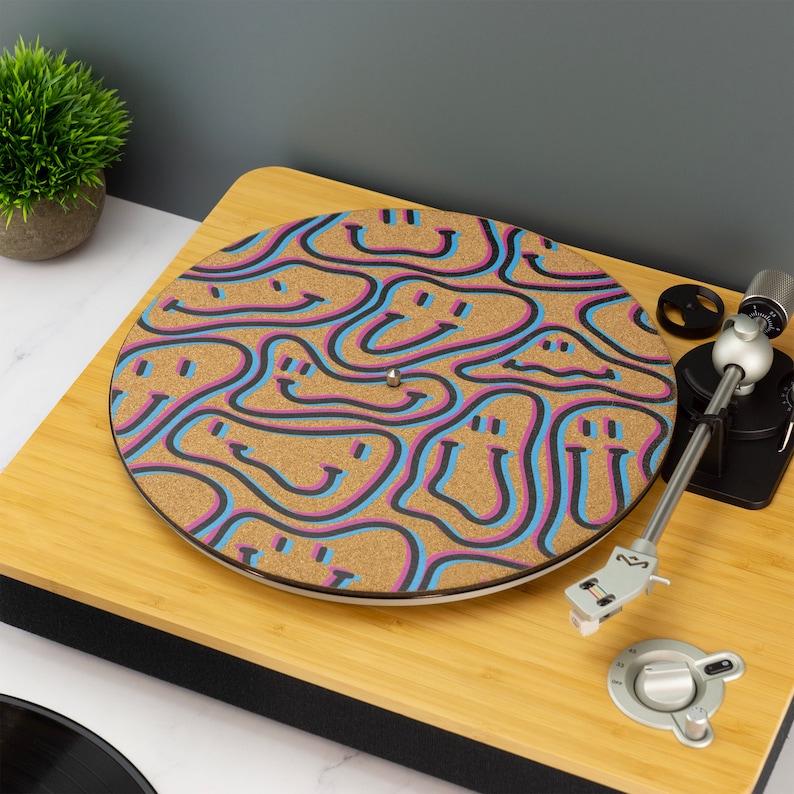 Smiley Face Glitch Effect Record Player Slip Mat Turntable DJ - Etsy