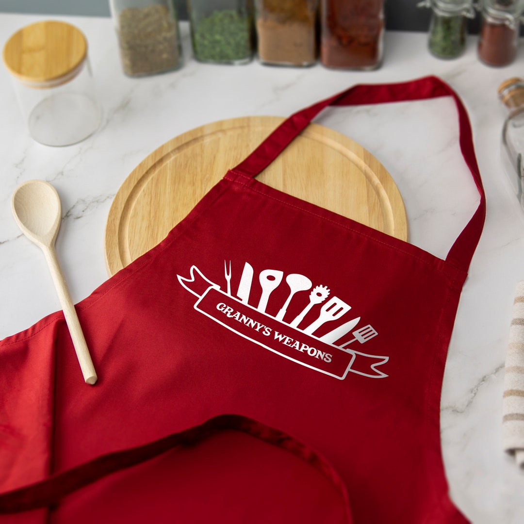 Personalised Utensils Weapons Kitchen Print Apron Baking Custom Name ...