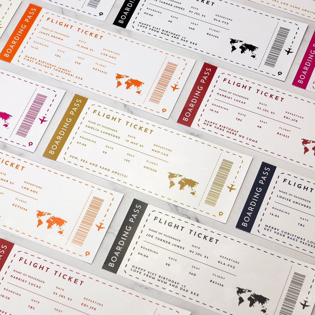 Custom Flight Ticket Poster Print Holiday Boarding Pass Gift - Etsy UK