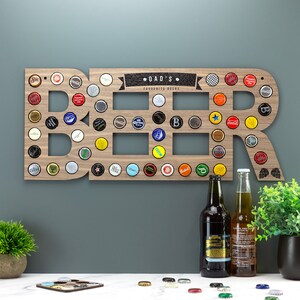 Printed Beer Cap Holder Bottle Cap Collector Gift for Him Husband Dad ...