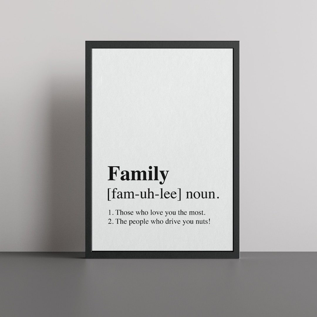 Family Definition Print Personalised Wall Art Print Dictionary ...