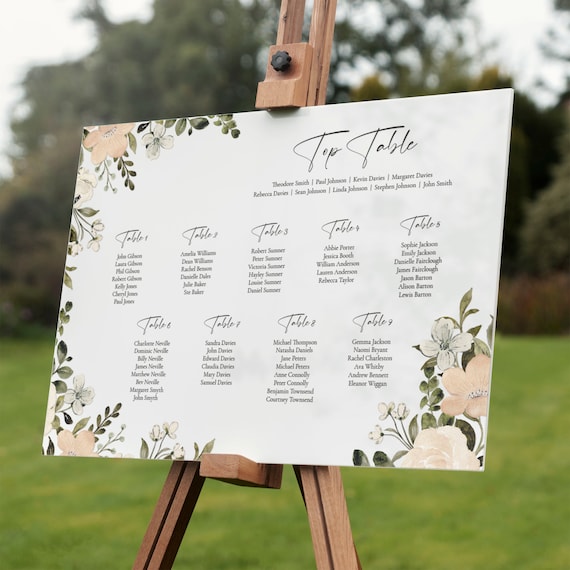 Personalised Wedding Table Plan Layout Sign Foliage Acrylic | Etsy UK