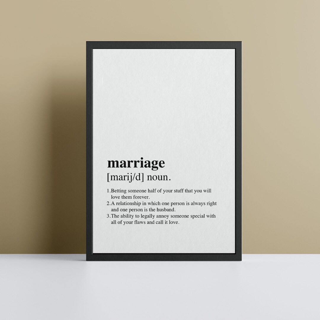 Marriage Definition Poster Print Personalised Wall Art Print Dictionary ...