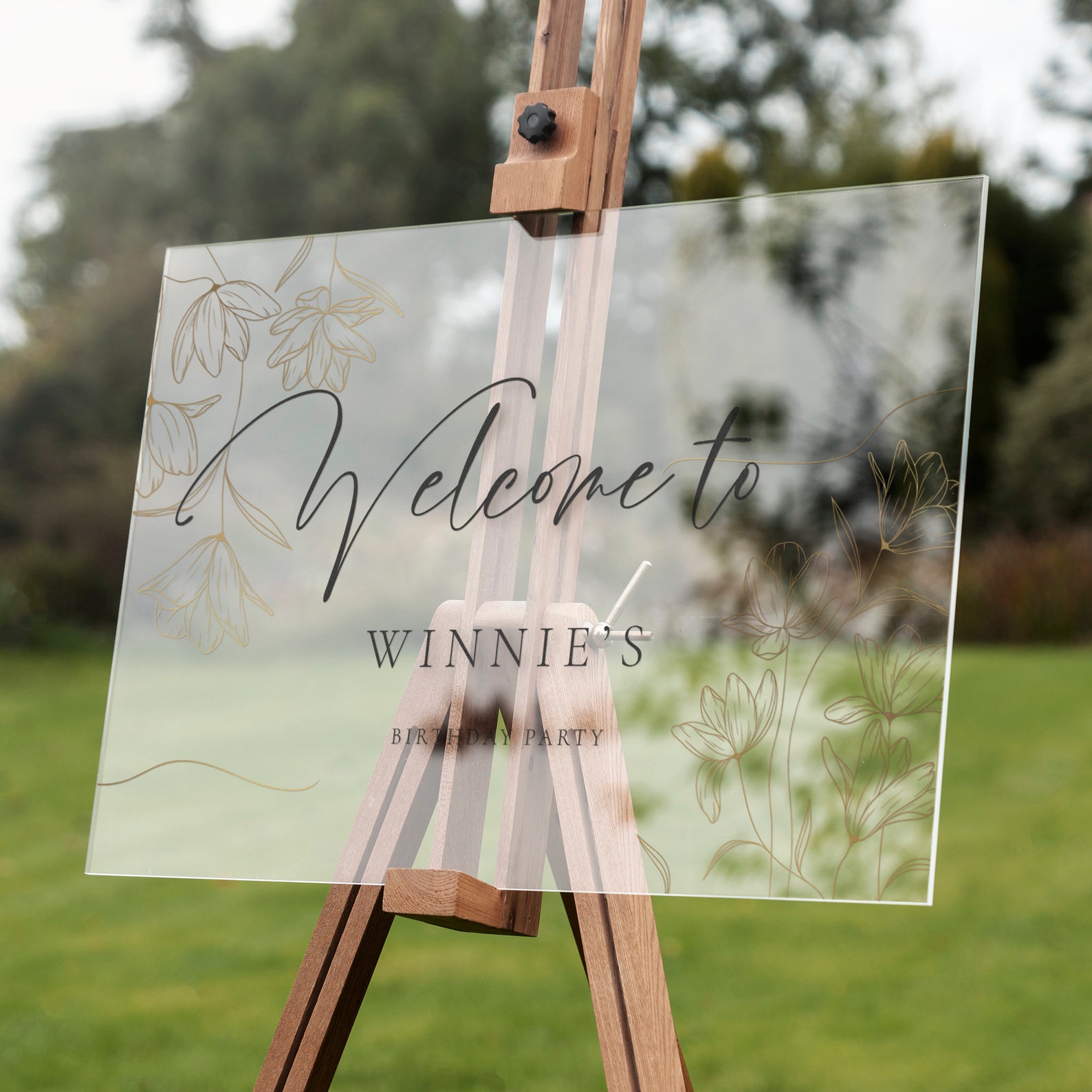 Personalised Event Welcome Sign Foliage Acrylic Poster Print Entrance ...