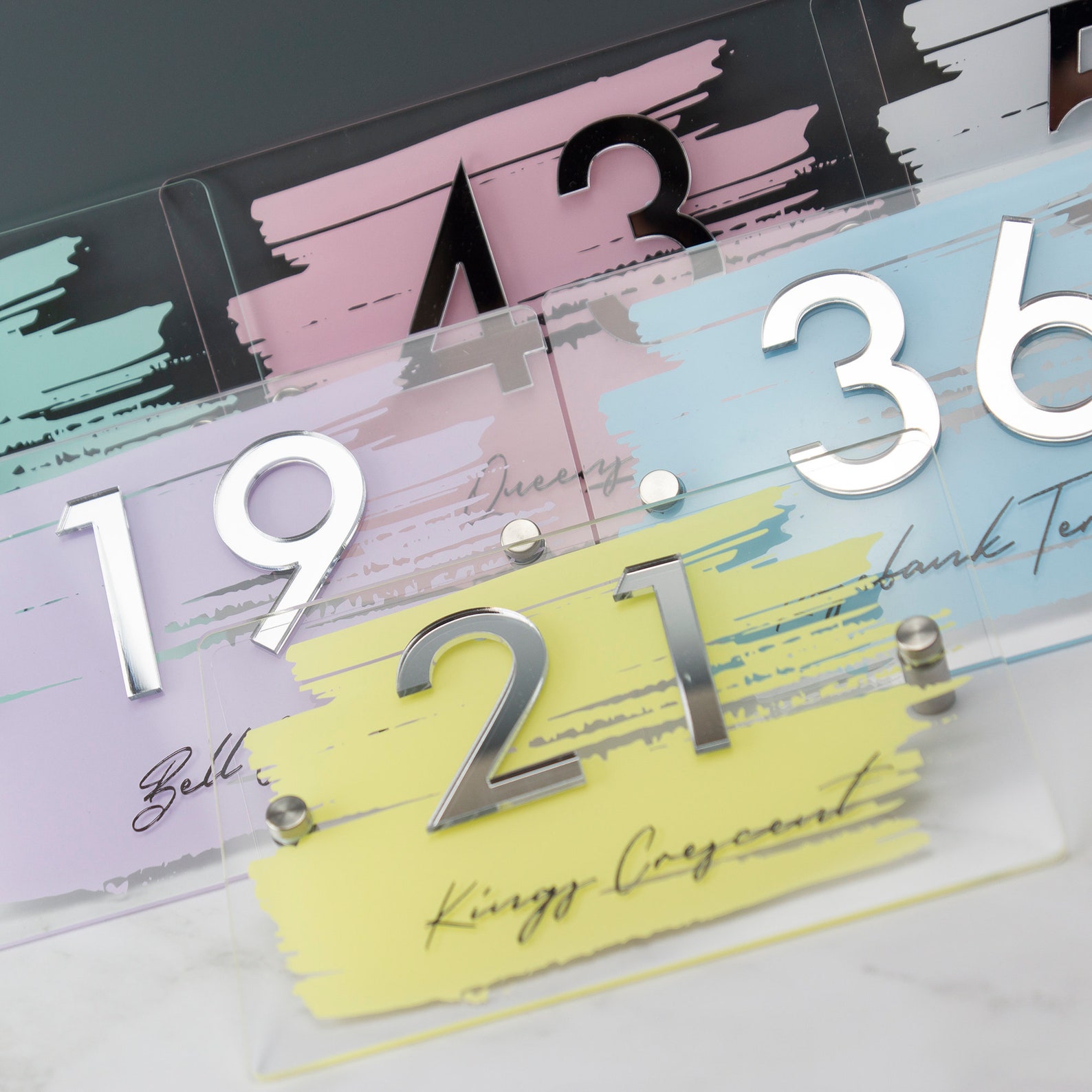 House Number Sign Printed Address Door Signage Painted Brush | Etsy