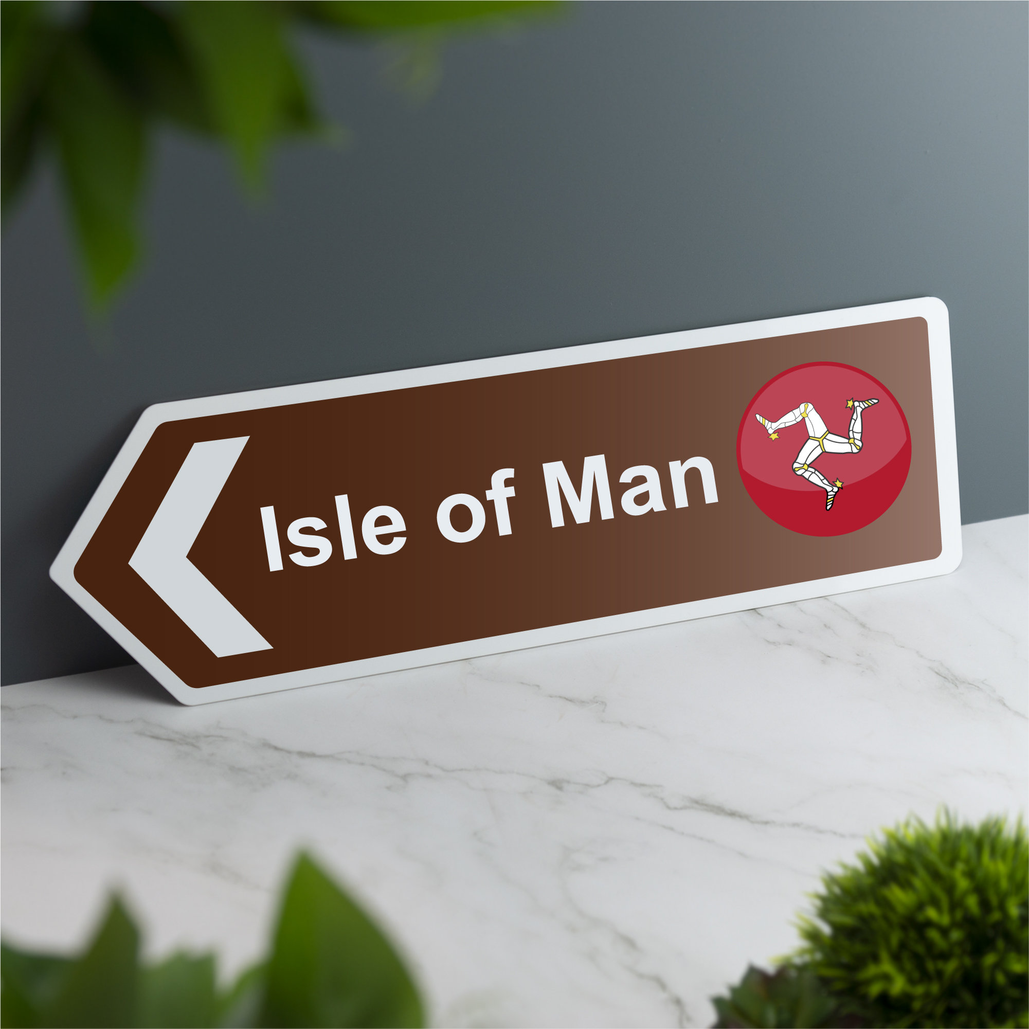 Personalised Isle of Man Directional Road Sign Acrylic UV Printed Holes ...