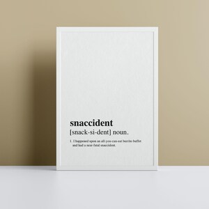 Snaccident Definition Poster Print Personalised Wall Art Print ...