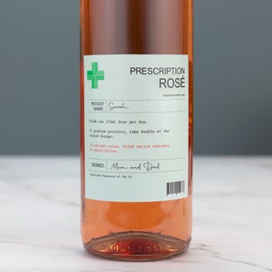 Personalised Prescription Wine Label Red White Rose Vinyl Sticker Funny ...