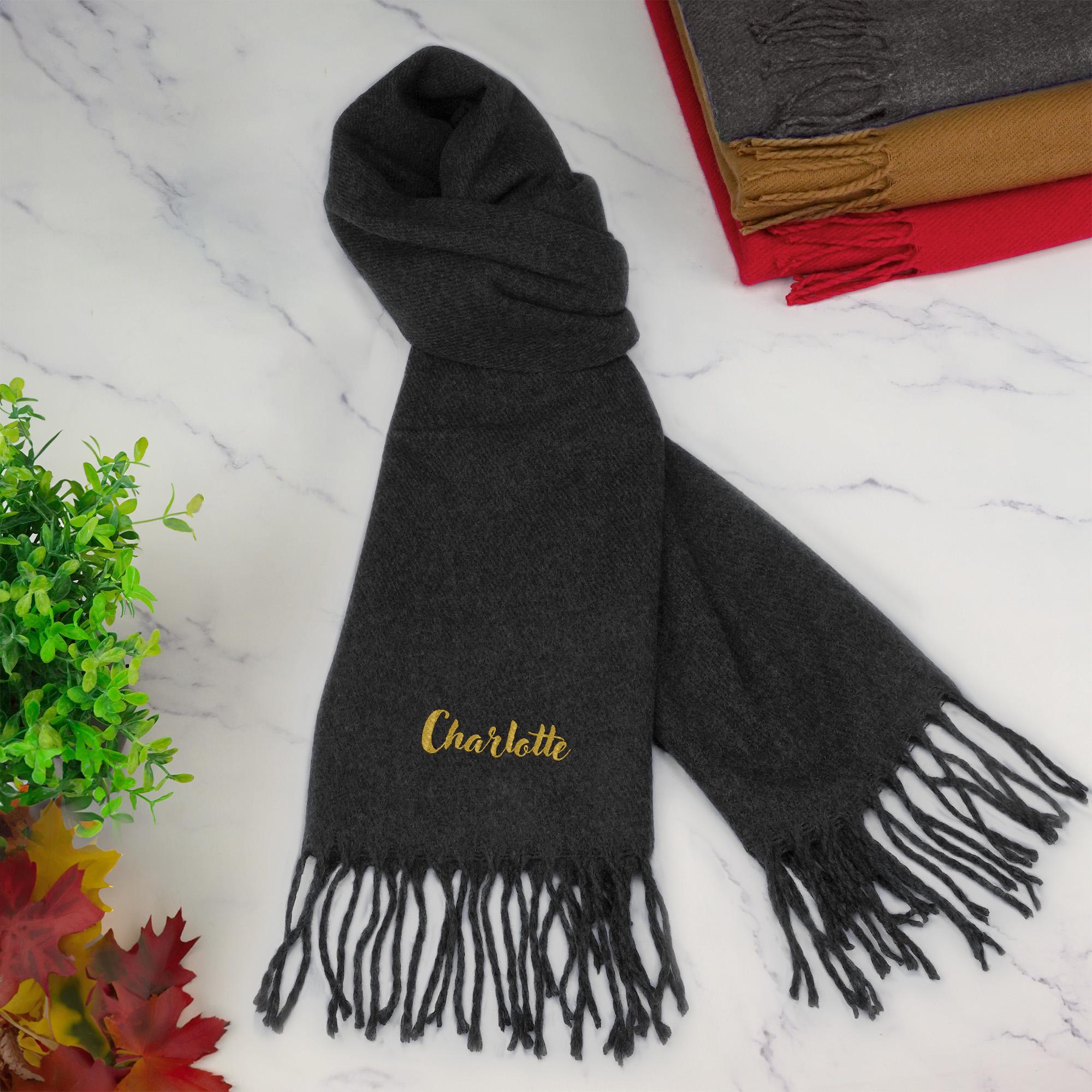 Personalised Luxury Scarf With Custom Embroidered Name - Several ...