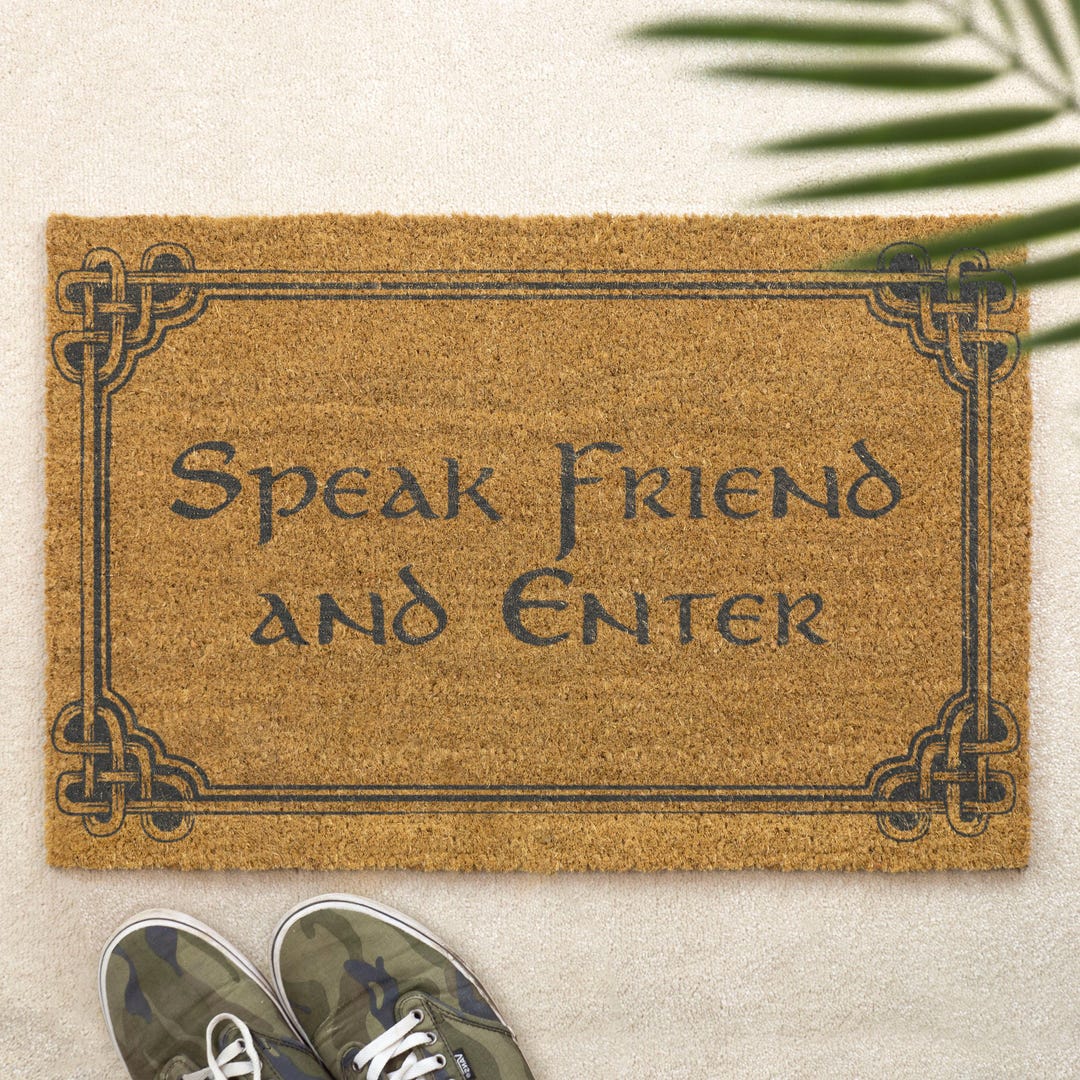 Speak Friend and Enter Brush Doormat Front Door Mat Back Couple's Gift ...