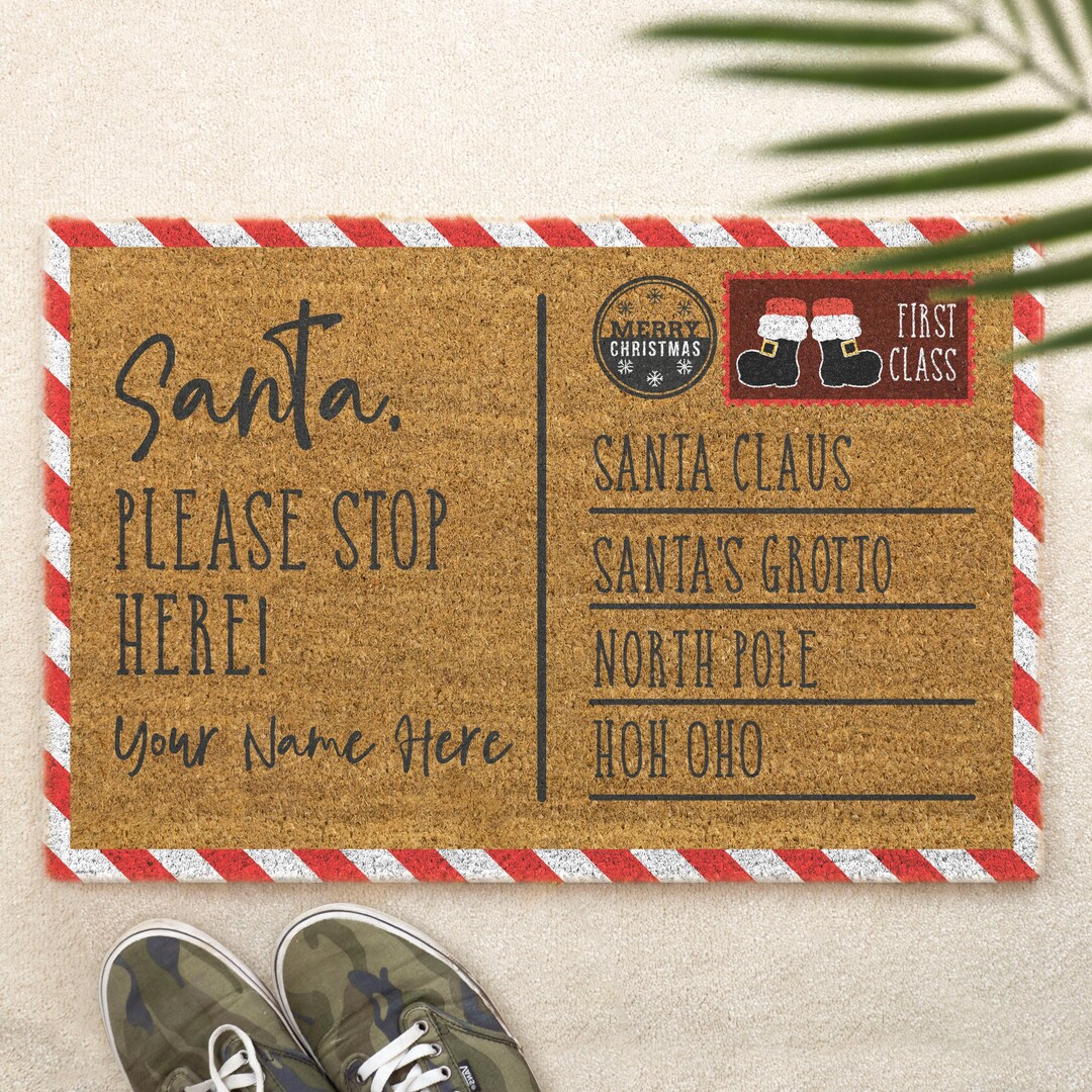 Santa Postcard Doormat Design Custom North Pole Brush Door Mat ...