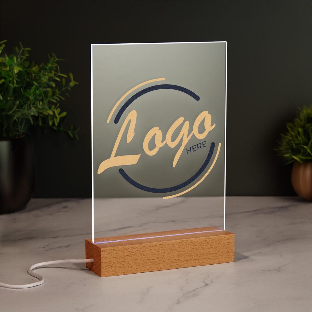 Custom LED Business Sign Company Logo Desk Display Printed Acrylic ...
