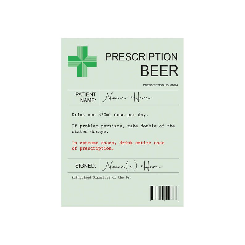 Personalised Prescription Beer Bottle Label Vinyl Sticker Funny Novelty ...