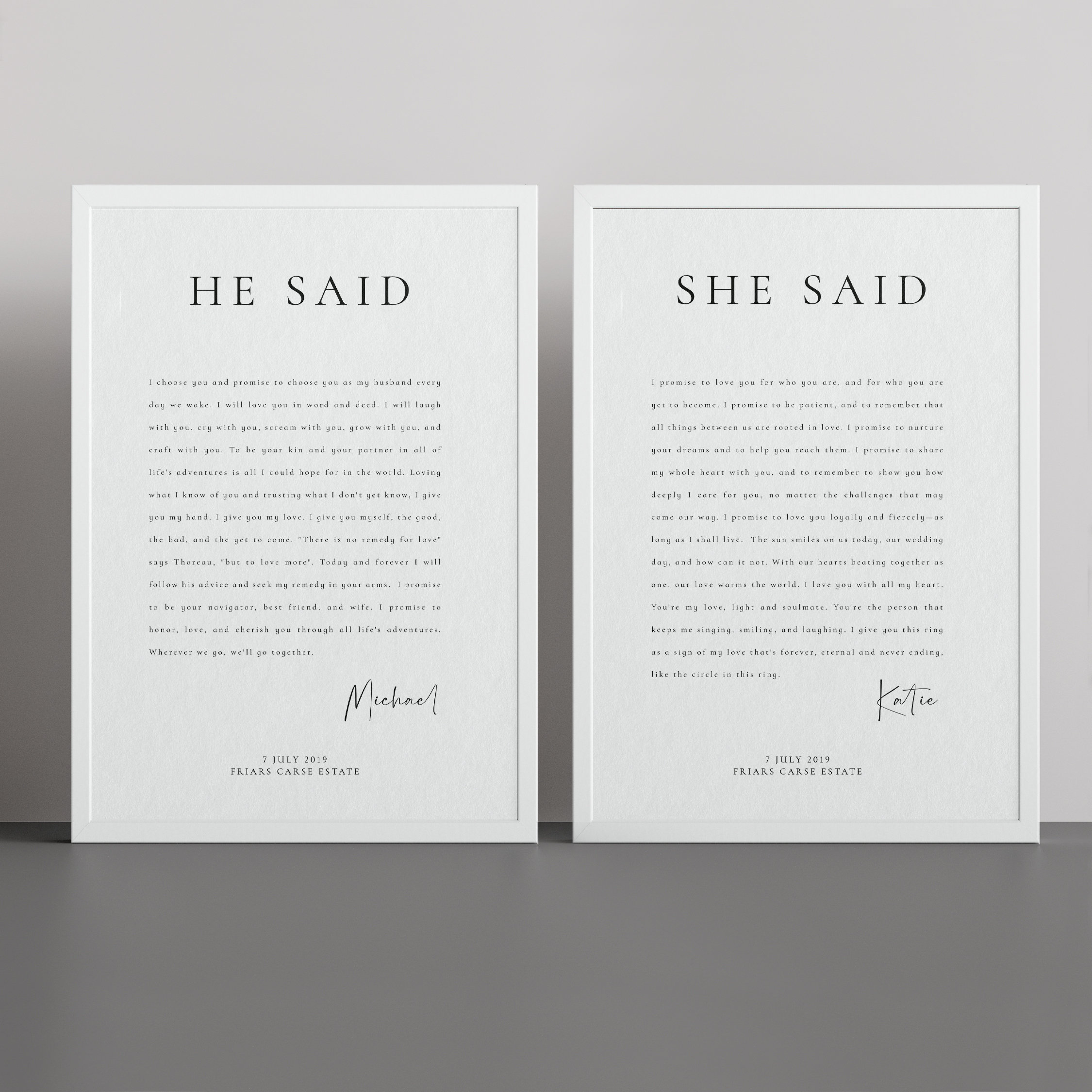 He Said She Said They Said Wedding Vows Wall Art Print - Etsy UK