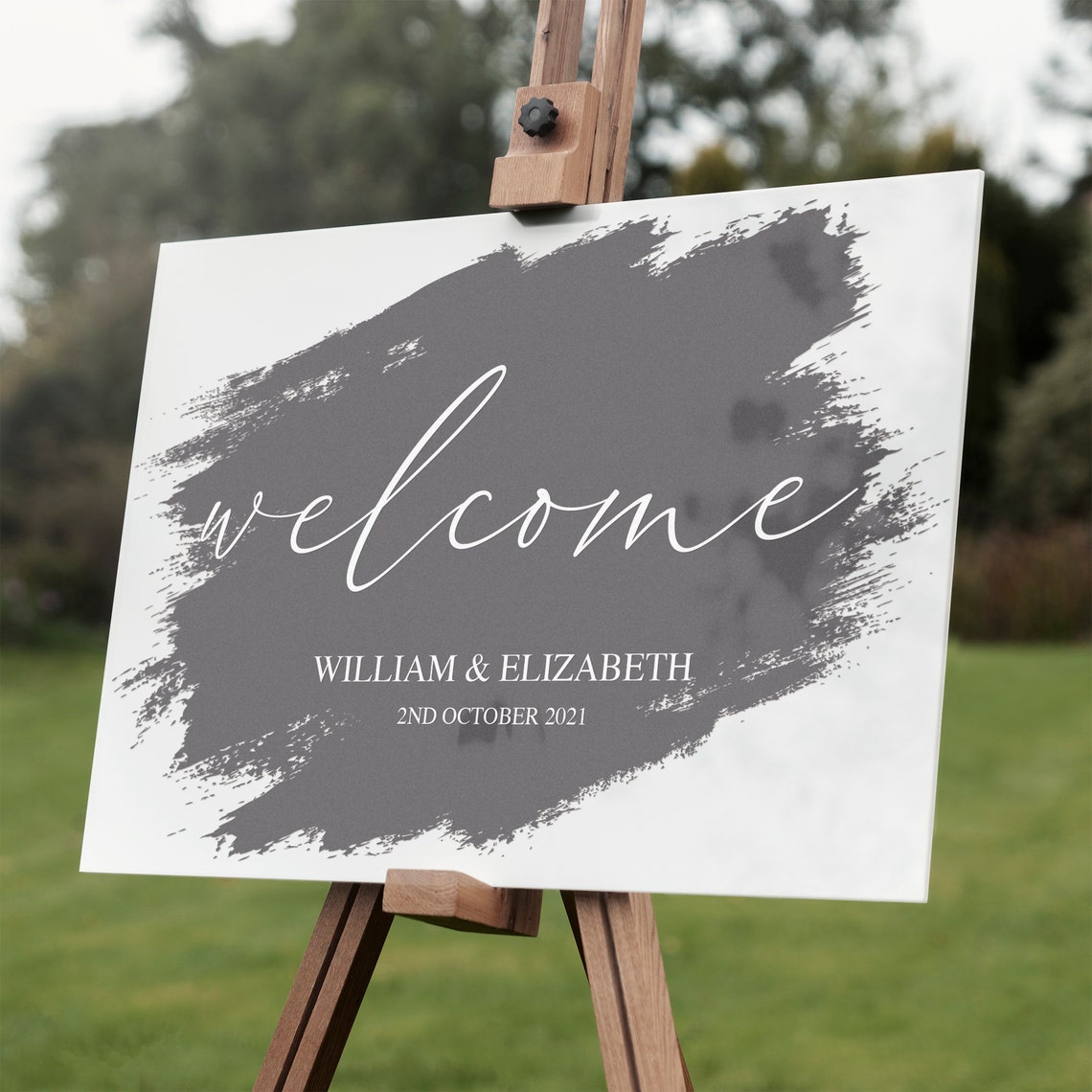 Personalised Wedding Welcome Sign Paint Brush Stroke Acrylic Poster ...