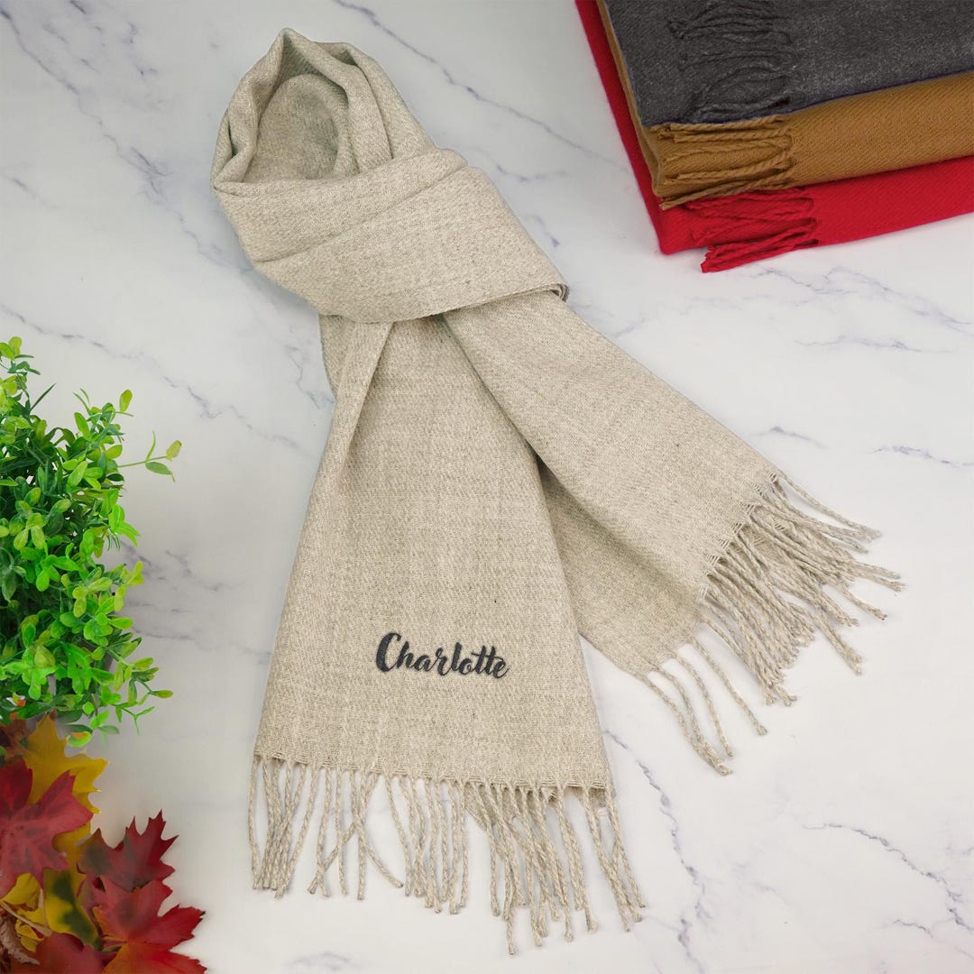 Personalised Luxury Scarf With Custom Embroidered Name - Several ...