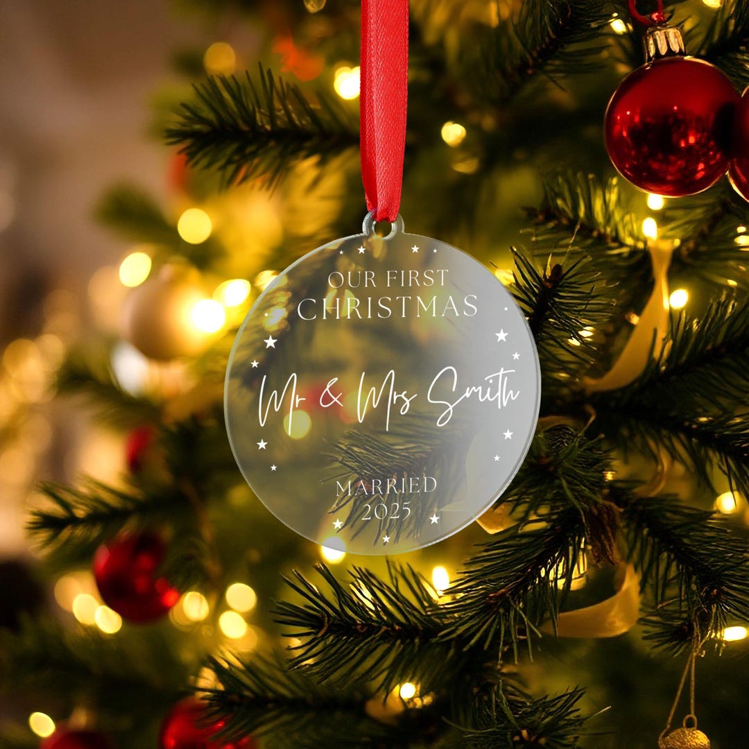 Personalised Christmas Bauble Ornament Custom Printed Couples Gift ...