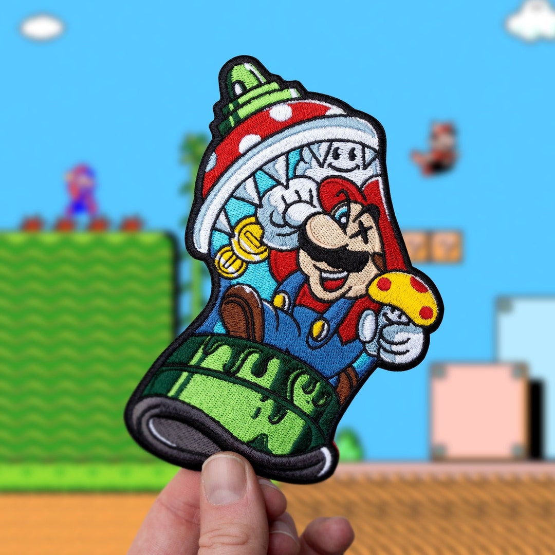 Mario Rattlecan Embroidered Velcro Patch - Etsy