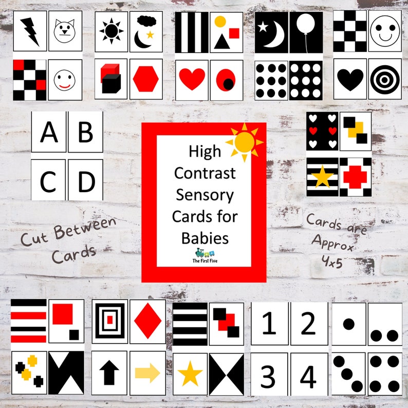 Printable High Contrast Sensory Cards for Babies - Etsy