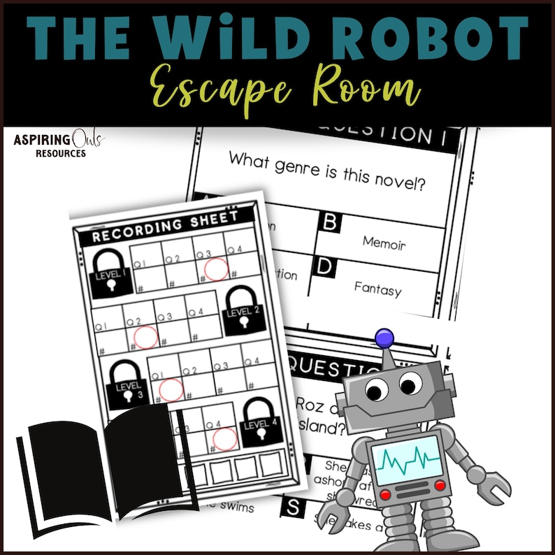 The Wild Robot Escape Room Printable Activity for Middle School - Kid ...