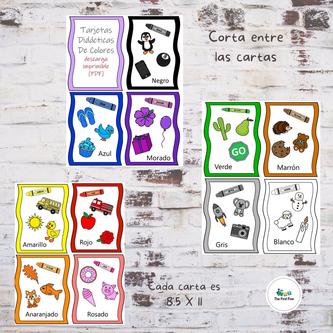 Tarjetas De Colores Imprimibles Aprendizaje Preescolar - Etsy