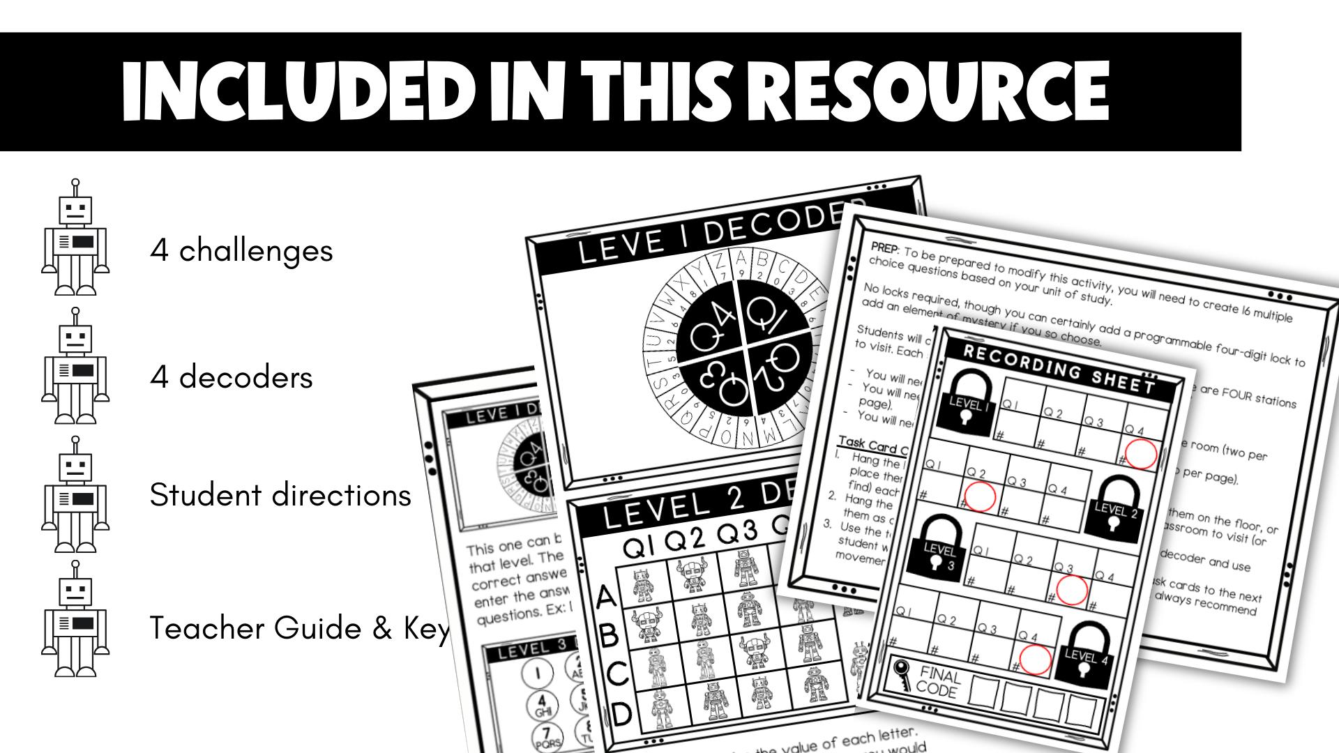The Wild Robot Escape Room Printable Activity for Middle School - Kid ...