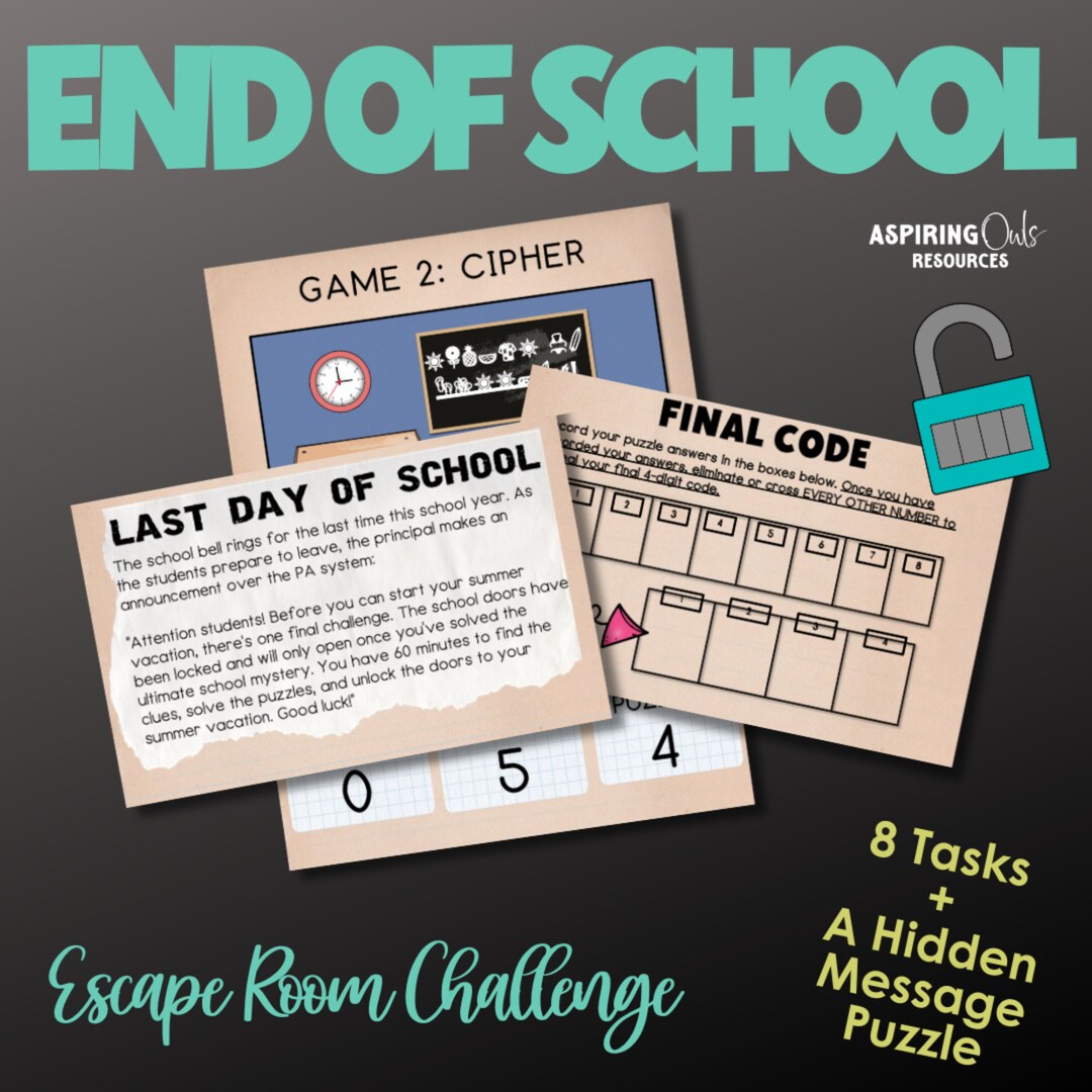 End of School Year Escape Room Crack the Code ELA and Math Game ...