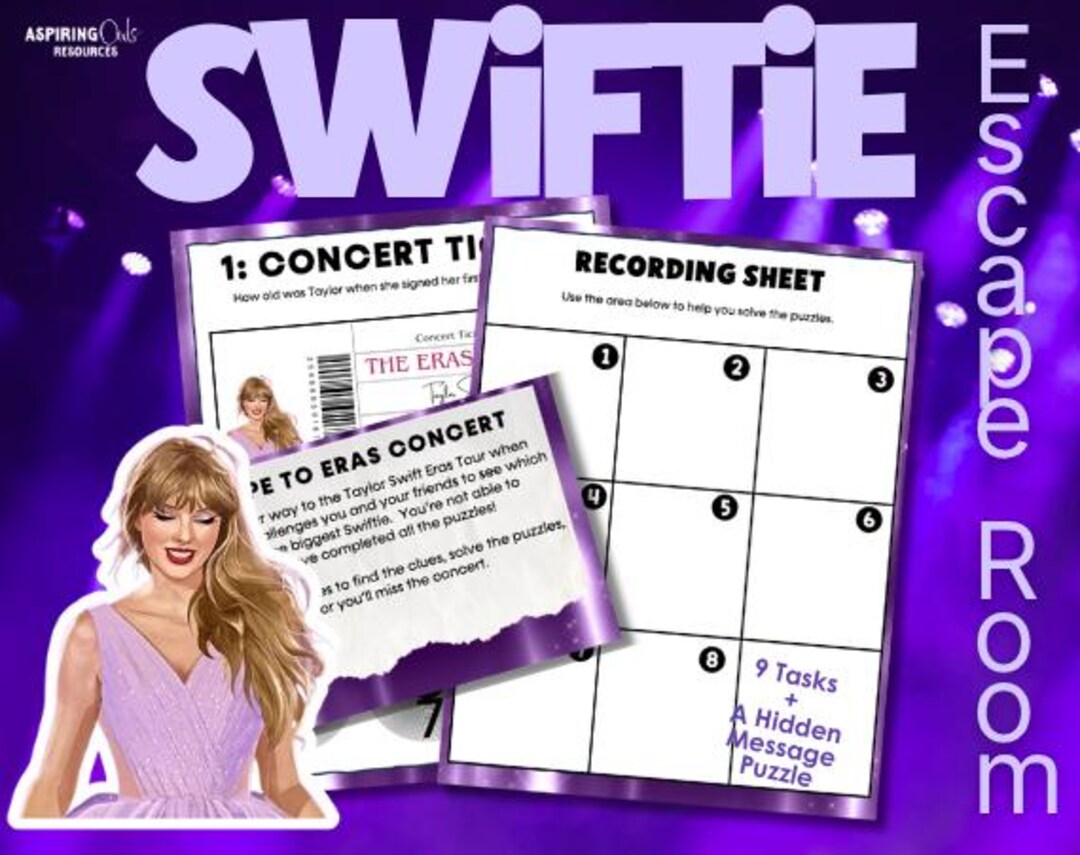 Taylor Swift Escape Room Printable Party Game for Swiftie Fans - Etsy